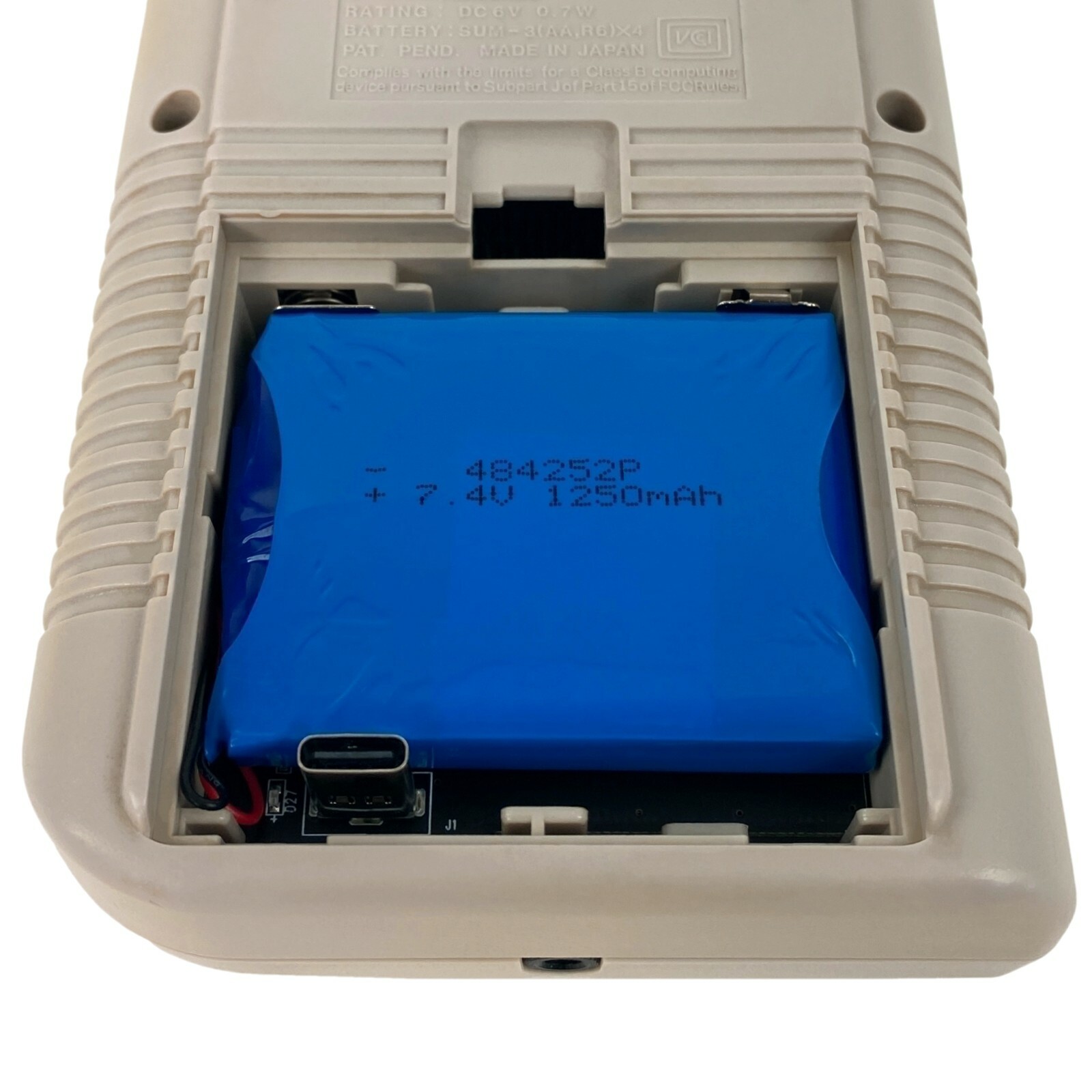 Gameboy Original DMG Rechargeable Lithium Battery Mod USB-C Li-ion LiPo ...