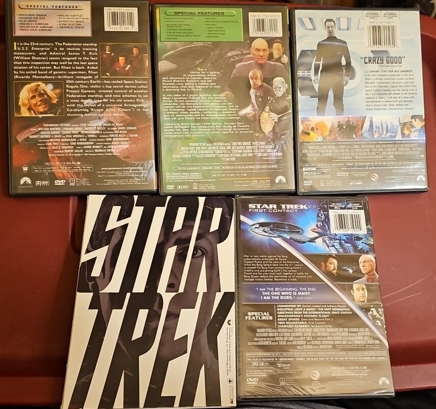 Star Trek (DVD, 5 Movie Lot) Darkness, Nemesis, Khan, First Contact ...