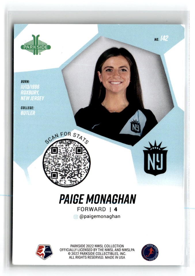 2022 Parkside NWSL #142 Paige Monaghan NJ/NY Gotham FC 202413 | eBay