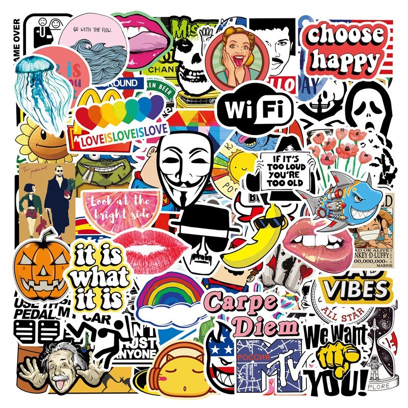 Lots of 200 Random Vinyl Laptop Skateboard Stickers Luggage Decals Dope ...