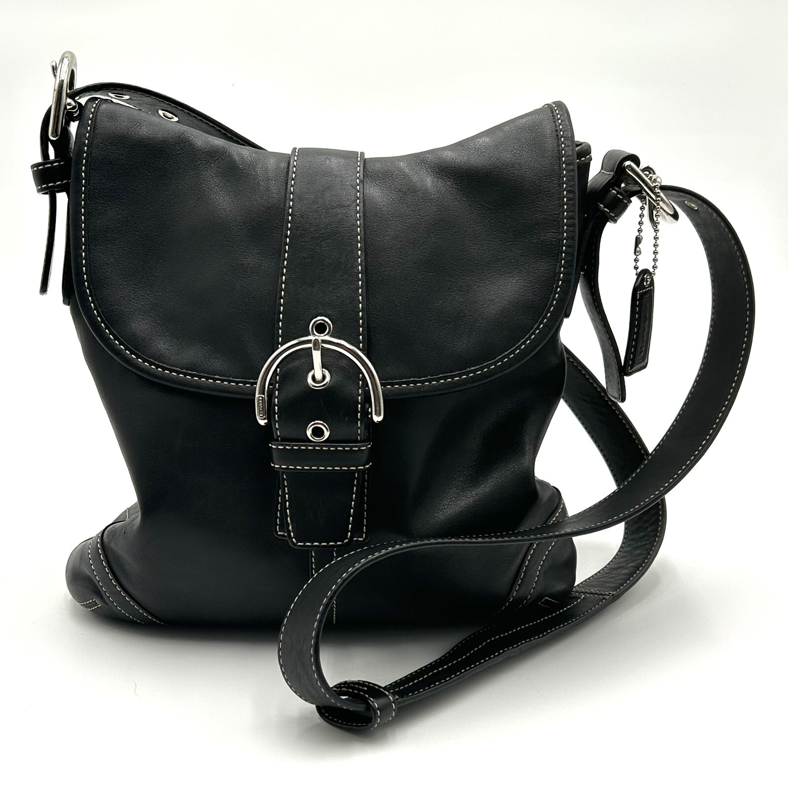 Vintage Coach Black Leather Soho Crossbody Boho Purse… - Gem