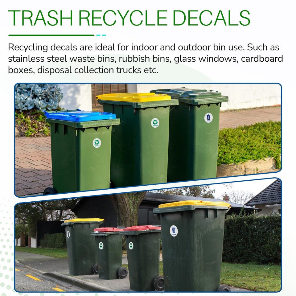 20 Trash Bins Recycle Stickers, Outdoor Waste Bins Sorting Sign Trash ...