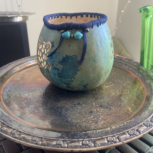 Unique Decorated Gourd With Turquoise Stones And Beautiful Turtle ...