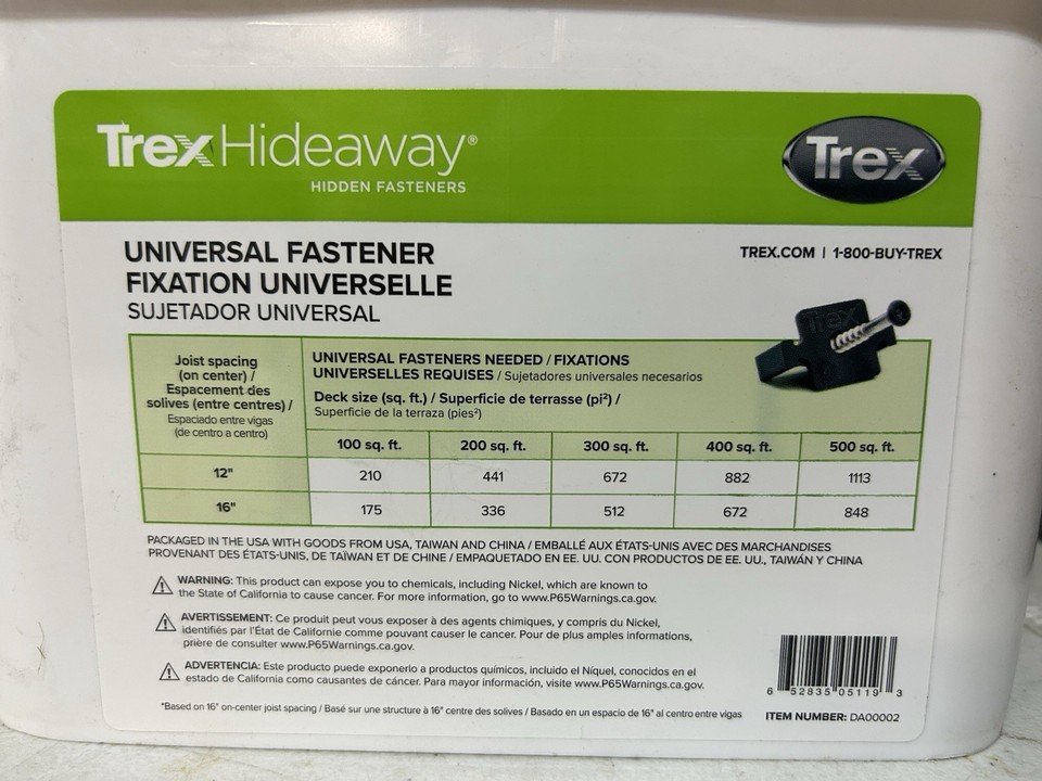 Trex Hideaway Hidden Decking Fastener Combo Bucket – 500 sq. ft ...