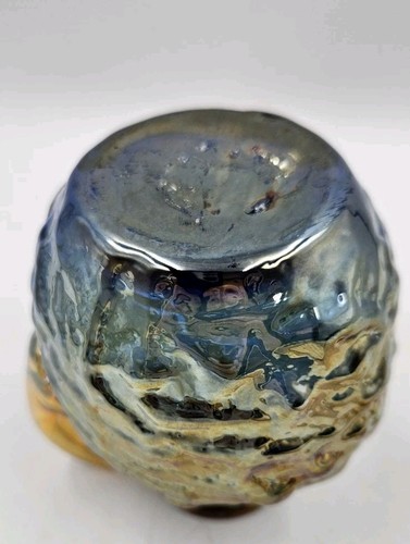 Pilgrim Carnival Art Glass Nugate Blue Iridescent Pitcher Amber Handle ...