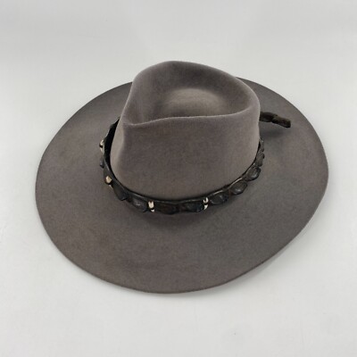 VTG Akubra Western Cowboy Hat Snowy River Crocodile Band Fur Felt Grey ...