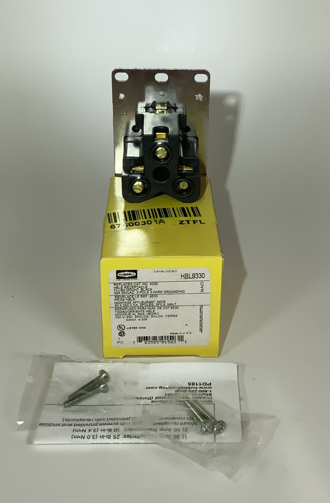 🔥 HUBBELL HBL9330 RECEPTACLE 30A 250V 2 Pole 3 Wire 5Z895 Electrical ...
