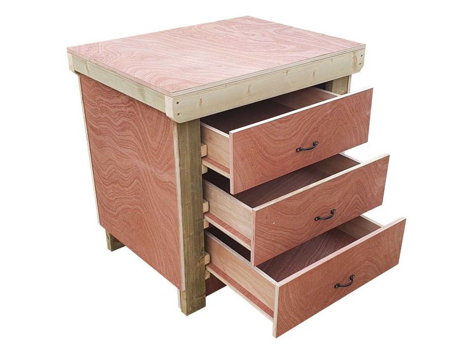 Wooden Workbench Tool Cabinet - Eucalyptus Top Industrial Storage Work ...