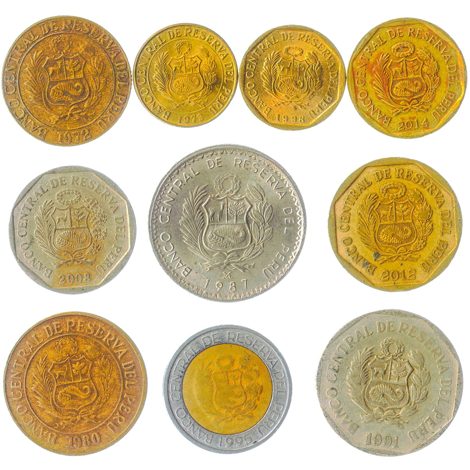 Peru Coins Centimo Intis Nuevo Soles | Collection of 10 | Vicuna 1966 ...