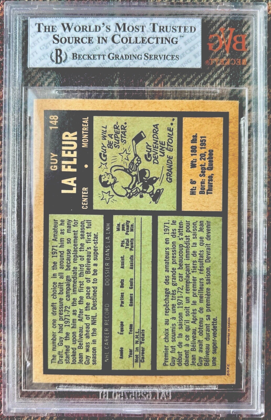 1971-72 OPC #148 Guy LAFLEUR BVG 7 Rookie Card Centred Beauty!!!!!! | eBay