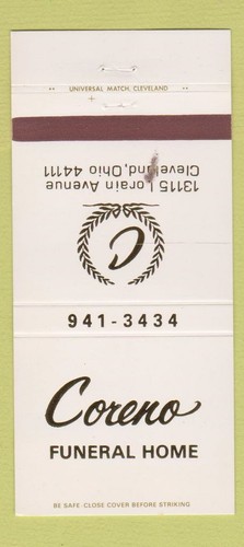 Matchbook Cover - Coreno Funeral Home Cleveland OH 30 Strike | eBay