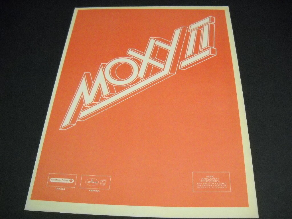 MOXY 1976 music biz PROMO POSTER AD for the release of MOXY II mint ...