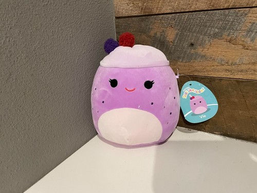 Squishmallows Kellytoy 8" Vie the Berry Smoothie Breakfast Food Plush ...