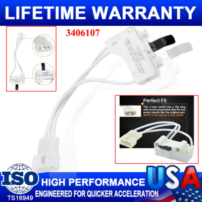 3406107 Dryer Door Switch for Whirlpool, Ken-more, Roper, Amana ...