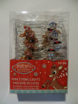 NIP “RUDOLPH THE RED NOSED REINDEER” Mini LED String Lights 20Ct/7ft # ...