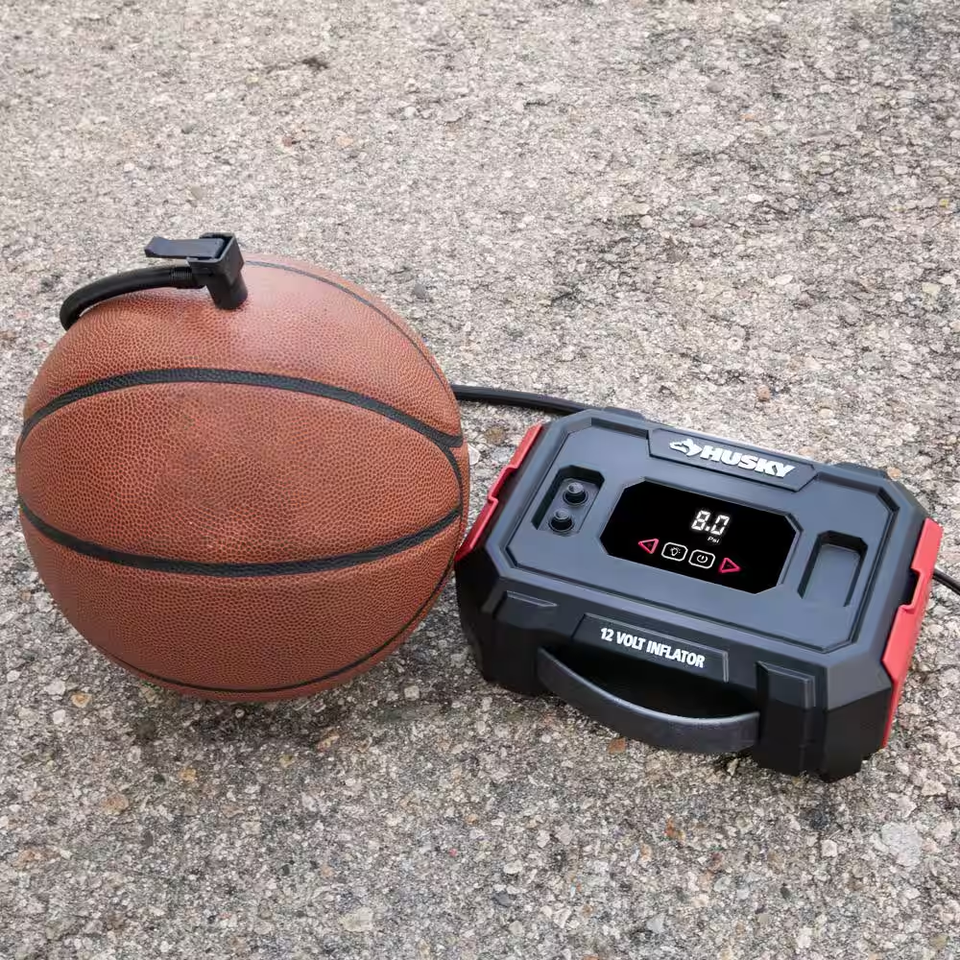 Husky 12-Volt Inflator Digital Gauge for Sports Equipment Car Tires Air ...