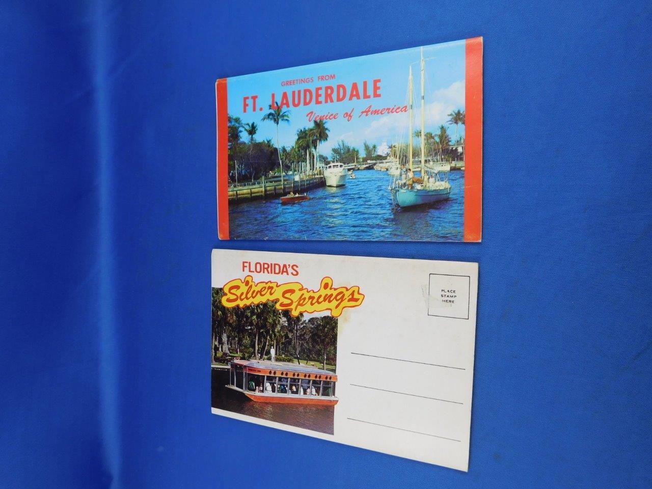 FLORIDA FOLD OUT POSTCARDS LOT 2 SOUVENIR VINTAGE SILVER SPRINGS FT ...