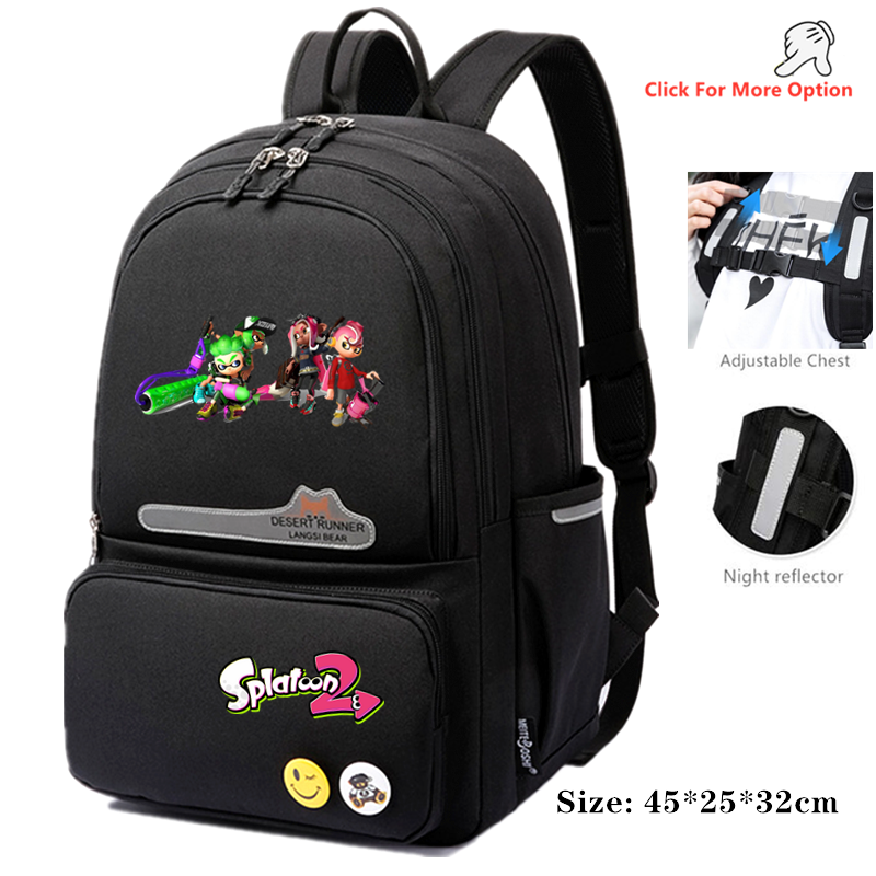 Splatoon 3 canvas Backpack School bag 3 layer laptop travel bags ...