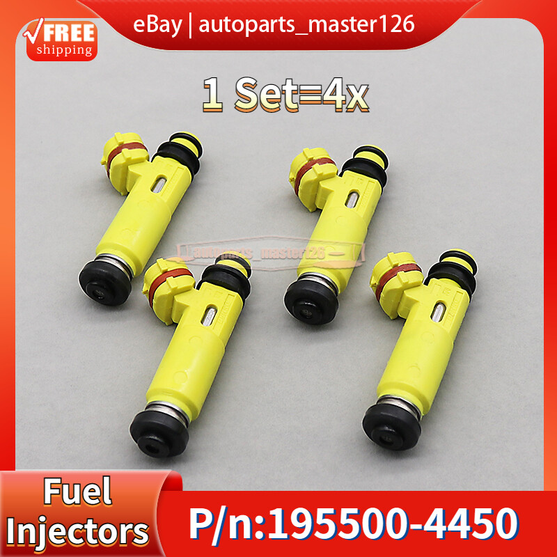 4x Yellow Fuel Injectors 195500-4450 for 2004-2008 Mazda RX-8 Coupe 4 ...
