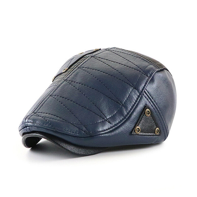 Men Beret Hat Leather Cap Newsboy Gatsby Flat Cap Ivy Golf Driver Cap ...