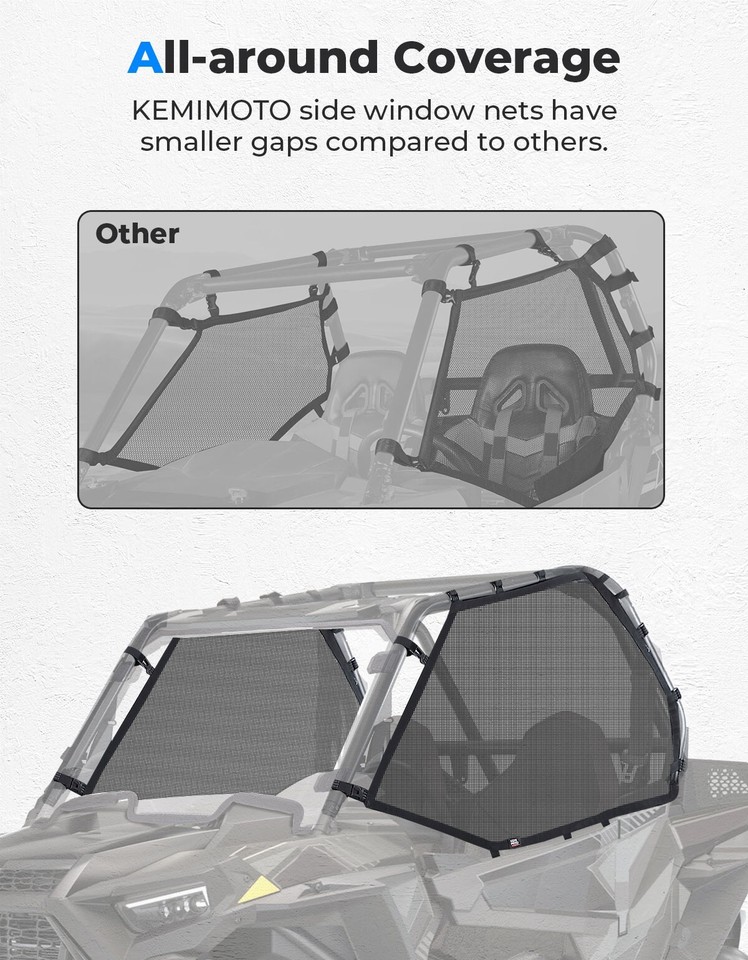 UTV Window Nets Upper Cab Enclosure for Polaris RZR XP 1000 Turbo 2014 ...