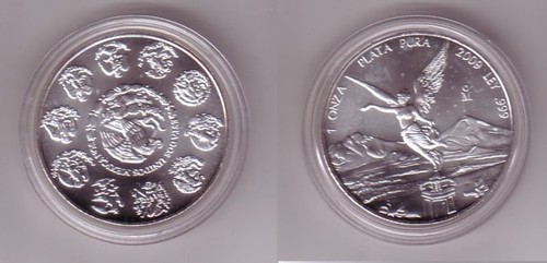 1 ONZA PLATA PURA Münze Mexiko 1 Unze 999 Silber TOP 2009 (112121 ...