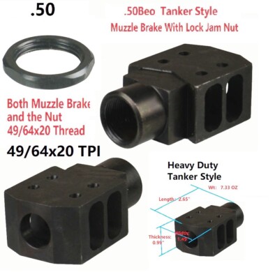 Heavy Duty Steel .50 Tanker Style Competition Muzzle Brake 49/64''x20 ...