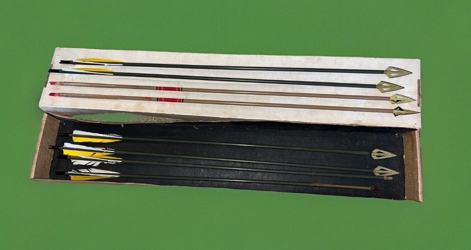 6- Fred Bear Archery Razorhead Broadheads on 8- Wood Arrows with ...