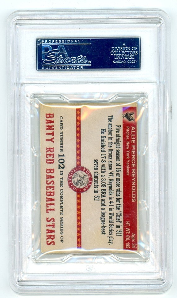 Banty Red 52s ALLIE REYNOLDS New York Yankees #102 PSA Encapsulated | eBay