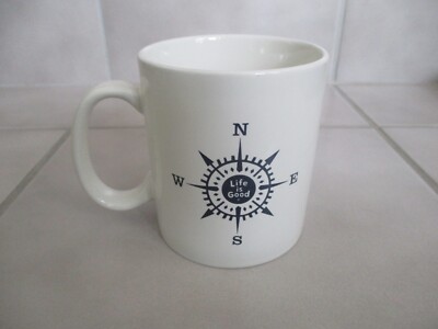 LIFE IS GOOD Compass Coffee Mug Cup White w/Black Print | eBay