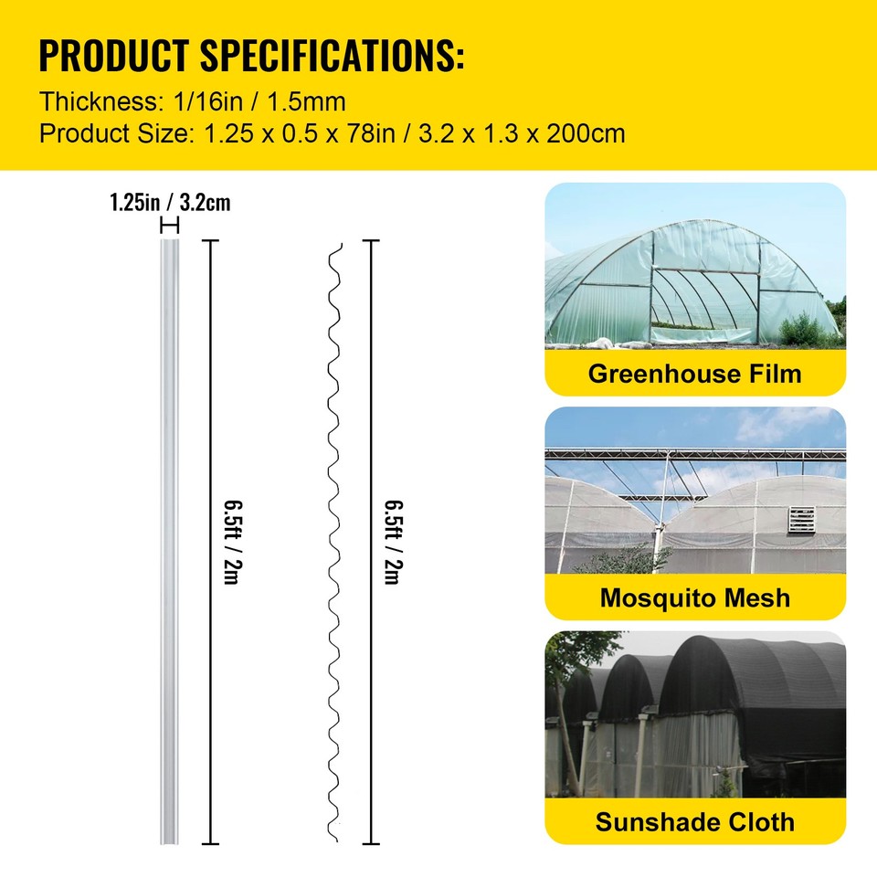 Wiggle Wire Lock Channel Greenhouse Spring Lock & C-Channel Bundle 6 ...