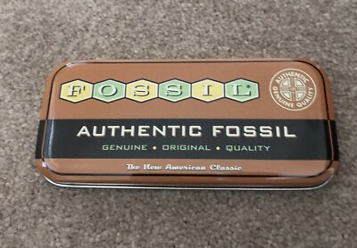 Authentic Fossil tin watch Box empty 5.5" X 2.5" X 0.75" Series 0054D 6 ...