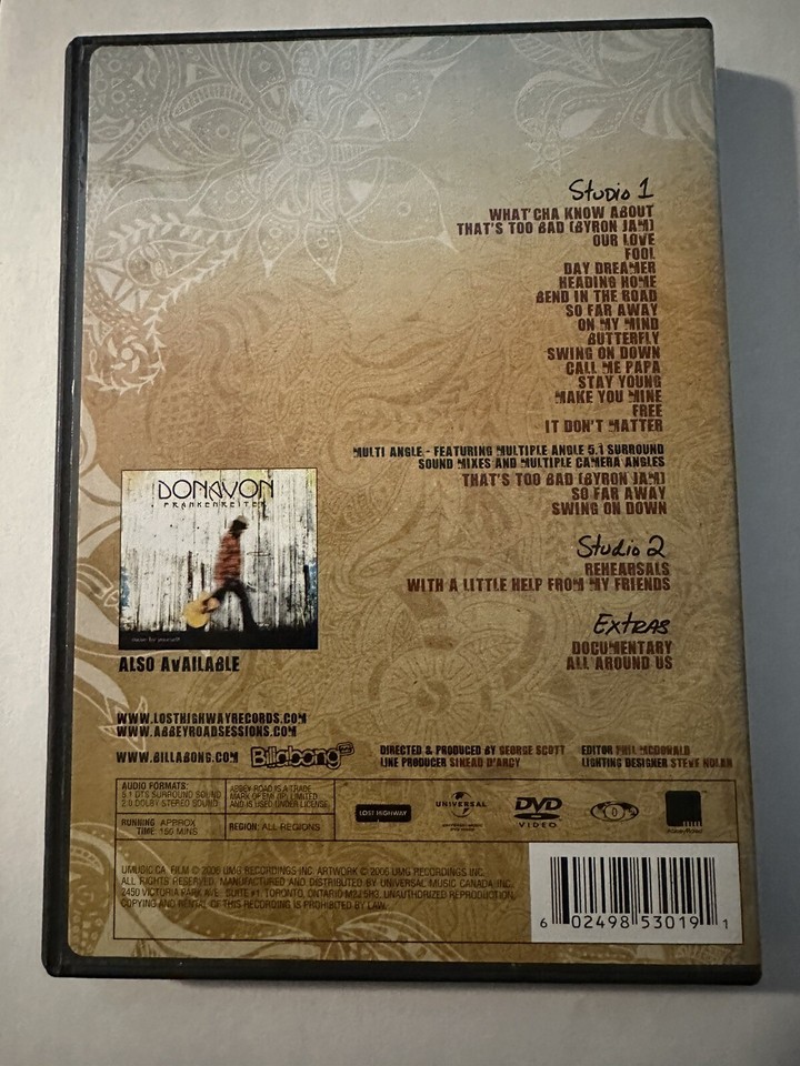 Donovan Frankenreiter: The Abbey Road Sessions (DVD) 602498530191| eBay
