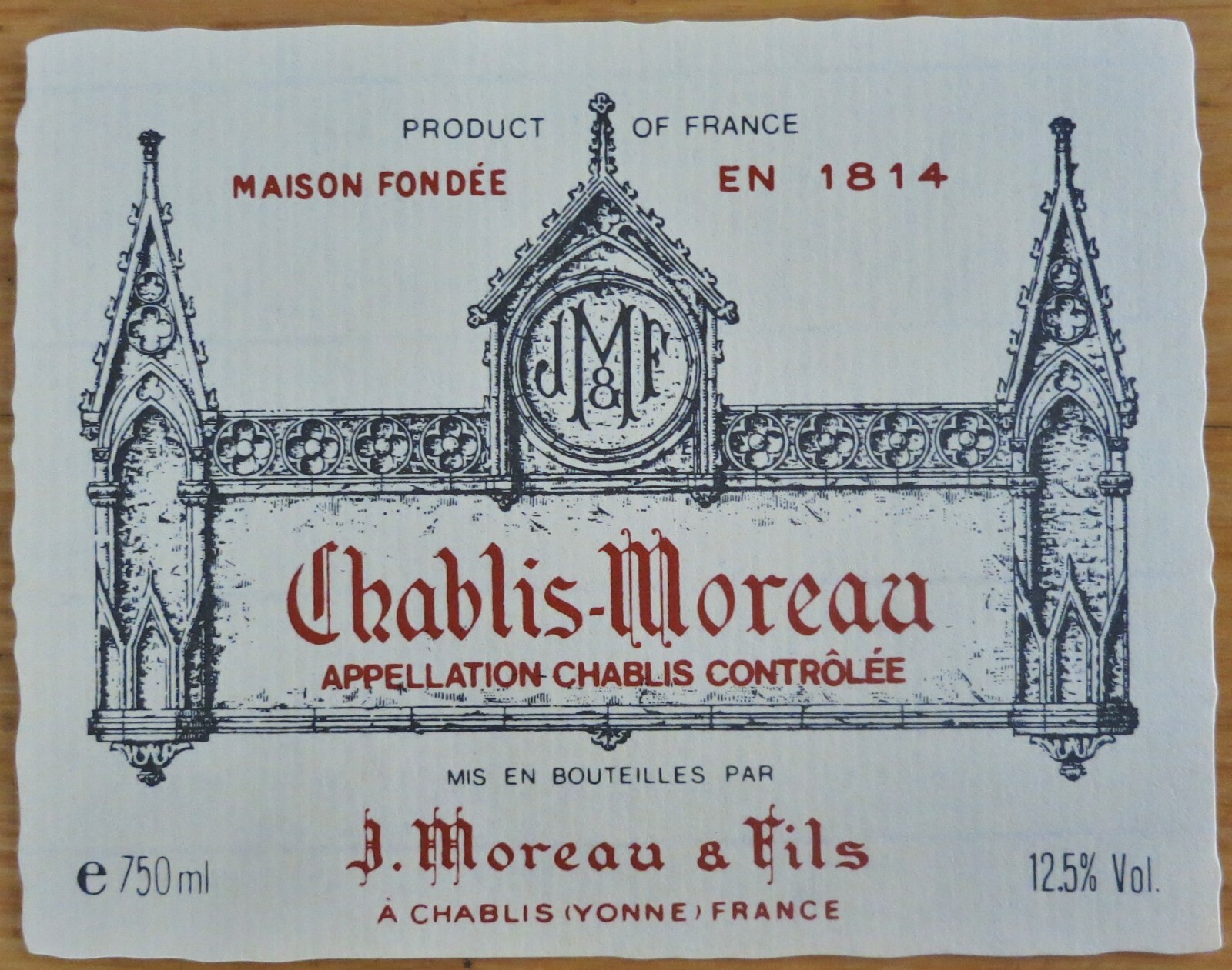Etiquettes Vin FRANCE J Moreau & Fils CHABLIS MOREAU Wine label | eBay