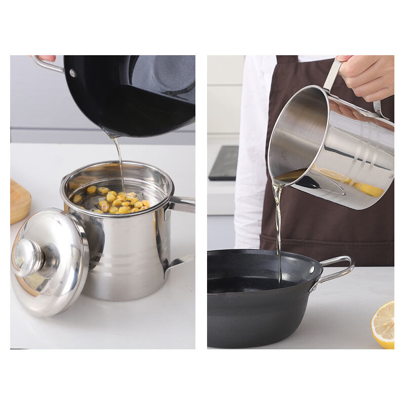 Stainless Steel Grease Strainer Container Oil Storage Pot Can Filter ...