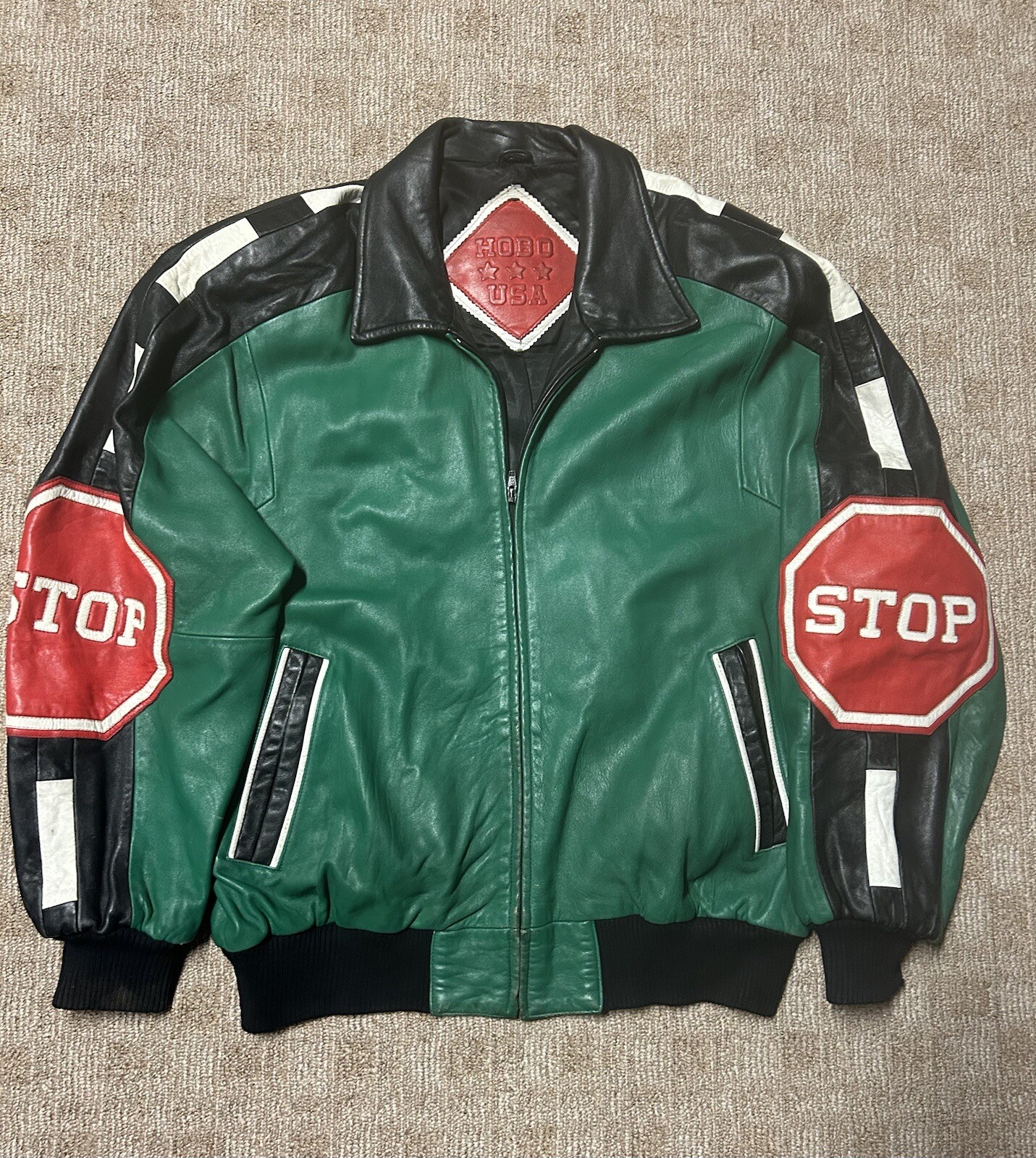 Rare 1990s Vintage Michael Hoban Stop Sign Green/Red … - Gem