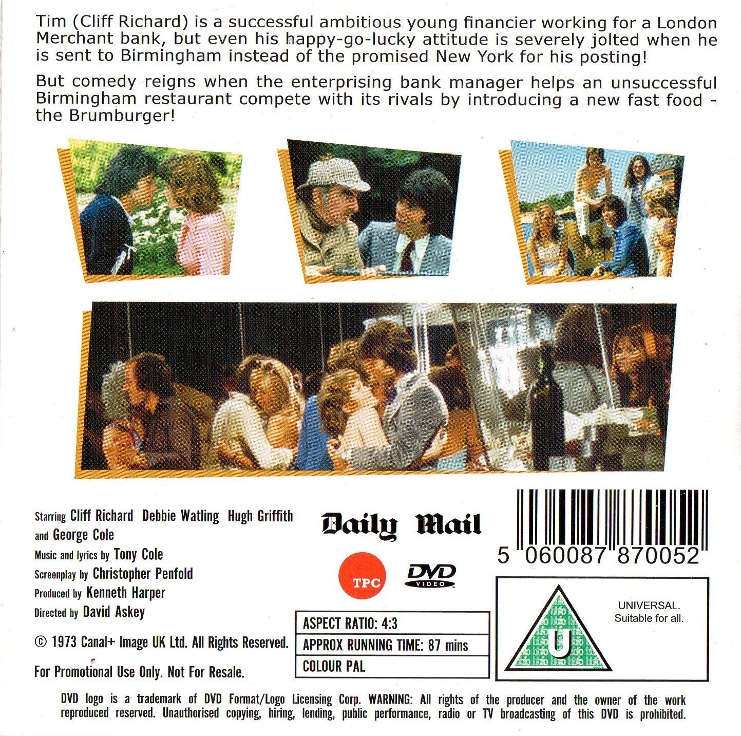 TAKE ME HIGH - Cliff Richard*Debbie Watling*George Cole*Hugh Griffith ...