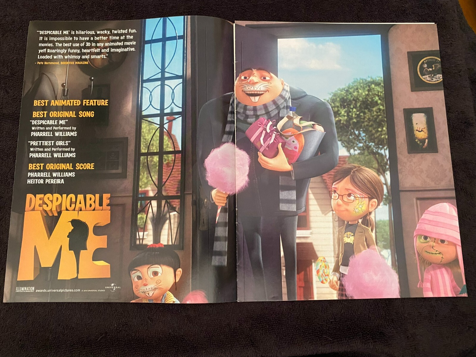 DESPICABLE ME Oscar ad with Steve Carell as Felonious Gru, Agnes, Margo ...