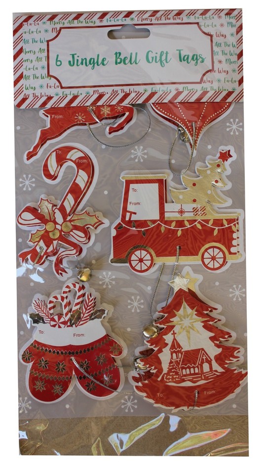 New Designs! Set of 6 Christmas Holidays Theme Jingle Bells Gift Tags ...