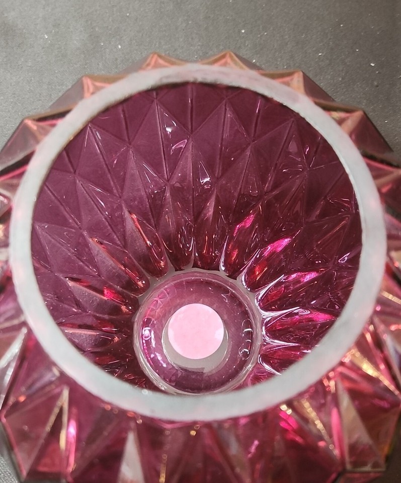 A gift From FTD Florist Vase Cranberry Color Glass Diamond Shaped ...