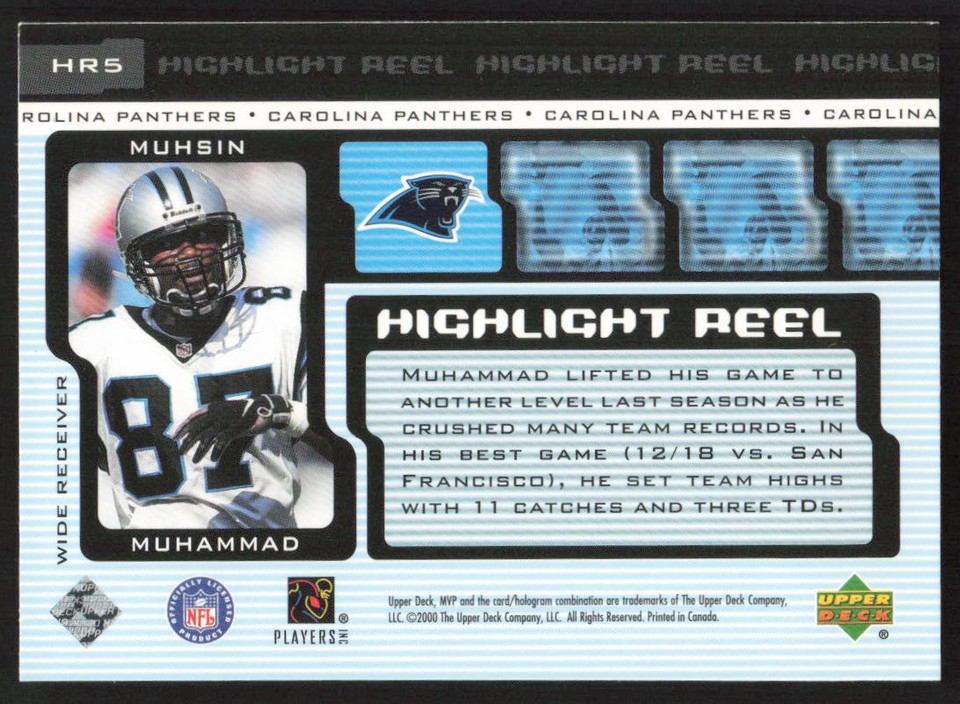 2000 Upper Deck MVP Highlight Reel Muhsin Muhammad #HR5 Carolina ...