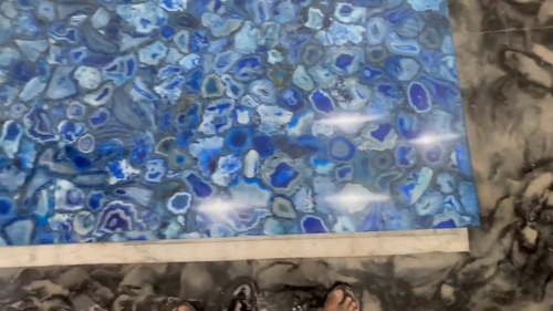 Blue Agate Geode Dining Table Top, Agate Stone Kitchen Dining Top Table ...