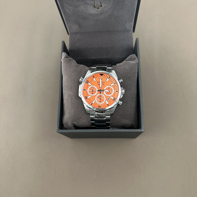Bulova 96B395 Men's Marine Star/Orange Dial 6-Hand Chronograph Quartz ...