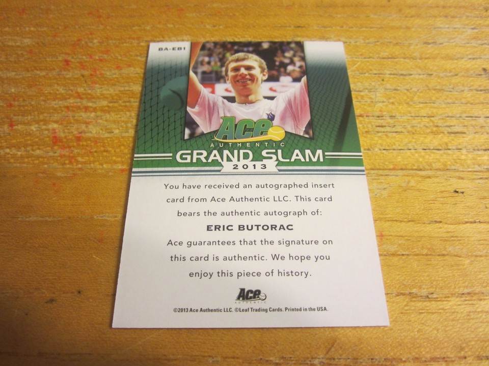 Eric Butorac Autographed 2013 Ace Authentic Grand Slam #BAEB1 Card ATP ...