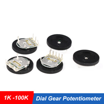 Single/Double Dial Gear Potentiometer 3pin/5pin 1K 2K 5K 10K 20K 50K ...