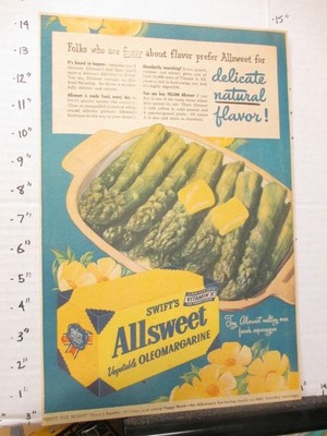 newspaper ad 1949 ALLSWEET Swift's vegetable oleomargarine asparagus ...