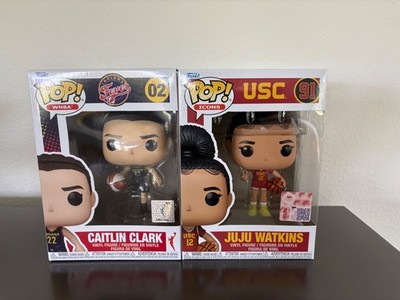 2 FUNKO POPS! Caitlin Clark #02 Fever and JuJu Watkins 91 USC ...