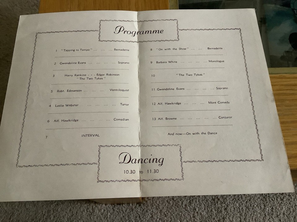 Adel ( Leeds) War Memorial Hall. Spring Cafe 1946. Programme & Dancing ...