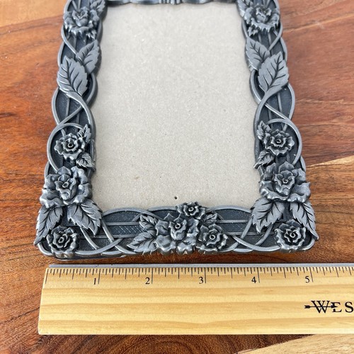 Vintage 4x6 Silver-Blue Metal Picture Frame Roses Vines Floral | eBay