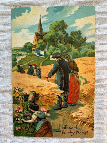 Vintage postcard, Hallowed be they Name! Church Embossed Lord's Prayer ...